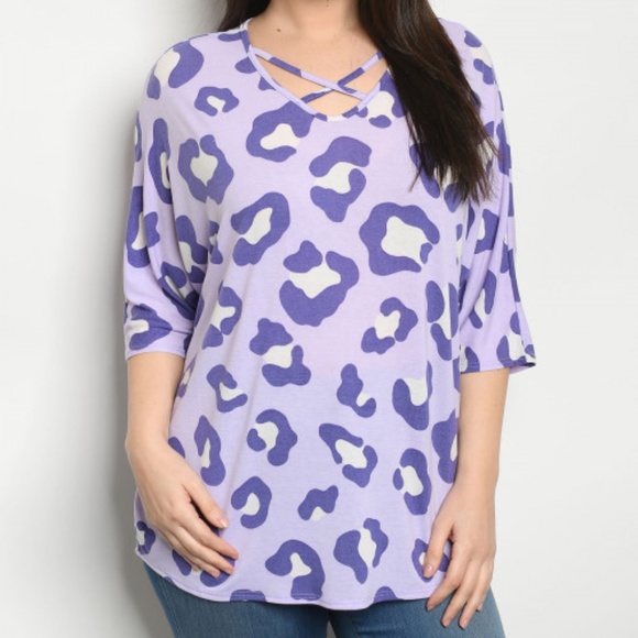Tops | 42 Lilac Purple Big Leopard Print Plus Size Top | Poshmark